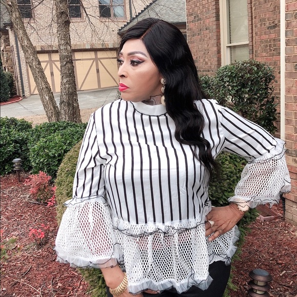 N By Nancy | Tops | N Nancy Stripe Blouse Wnet Accent | Poshmark